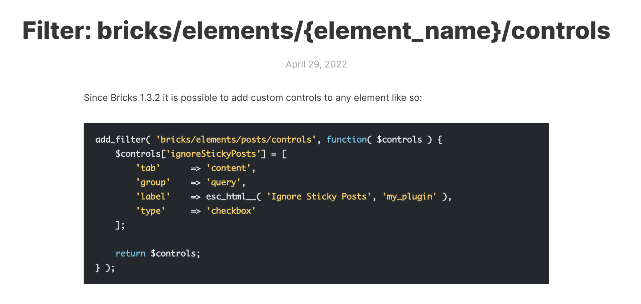 How to Add a Custom Control Field to an Element in Bricks - BricksLabs